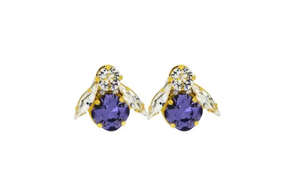 VICKISARGE The Big Bee Earrings In Gold Clip - Purple