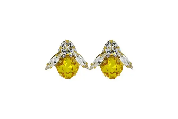 VICKISARGE The Big Bee Earrings In Gold Clip - Yellow