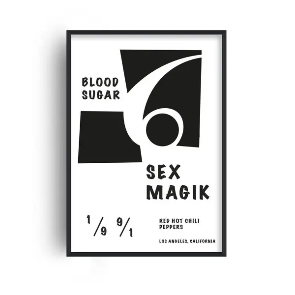 FANCLUB Black / White Blood Sugar Sex Magik Red Hot Chili Peppers Inspired Abstract Giclée A2 Art Print - Black/white