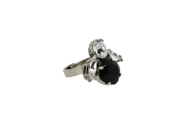 VICKISARGE The Bee Ring In Platinum - Black