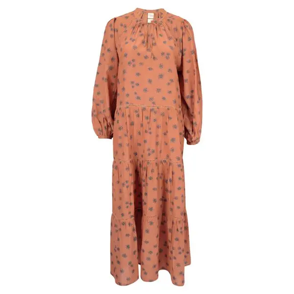 EM & SHI Cinnamon Daisy Tiered Dress - Brown