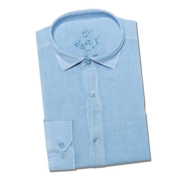 EIGHT X Linen Button Down Shirt Light - Blue