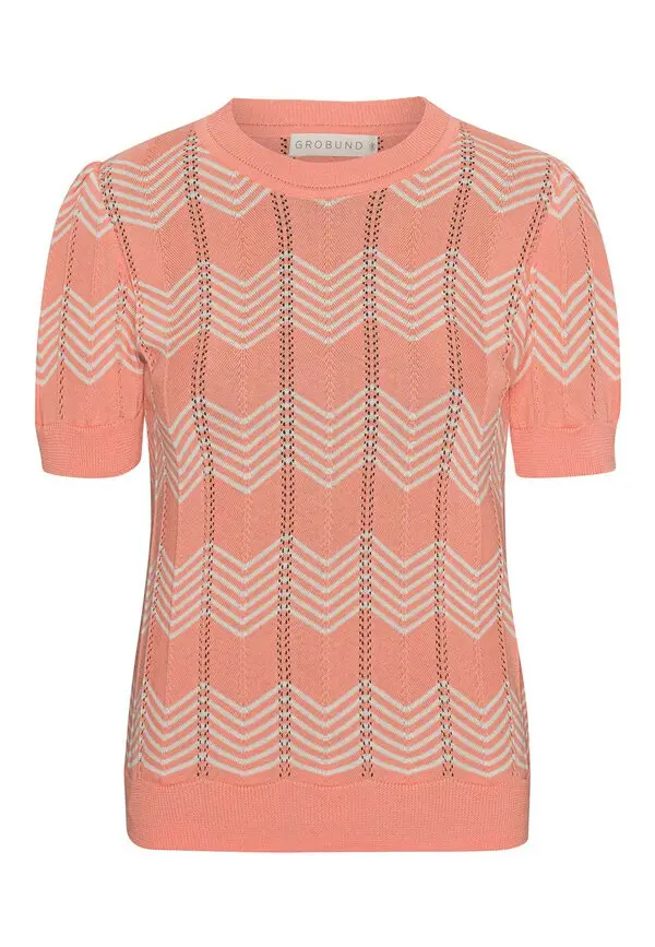 GROBUND Almine Tee The One With Zigzag In Melon - Pink