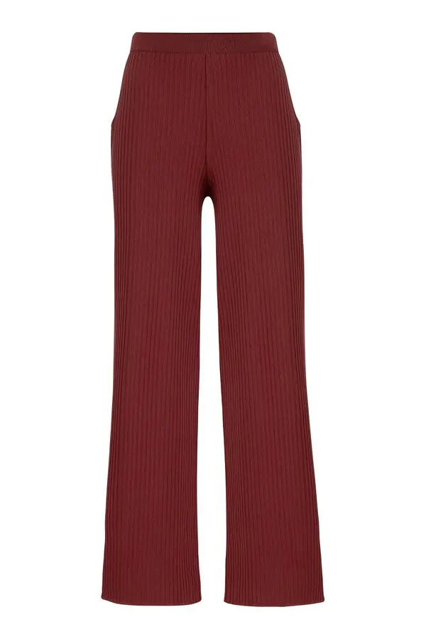 SALANIDA Vera Ribbed Pants Burgundy - Red