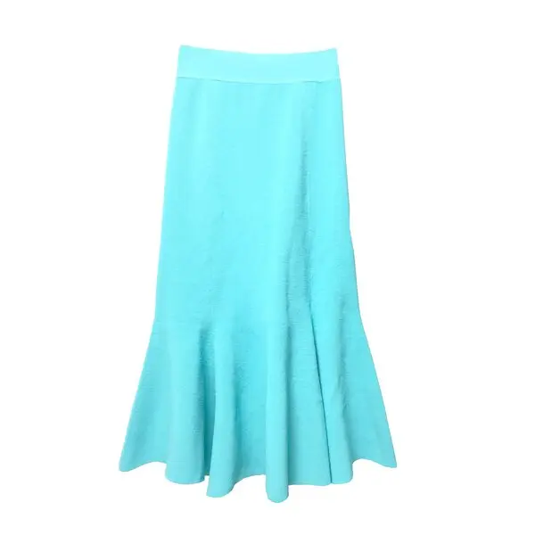 ARTO. Be Blossom Flared Maxi Knitted Skirt - Blue