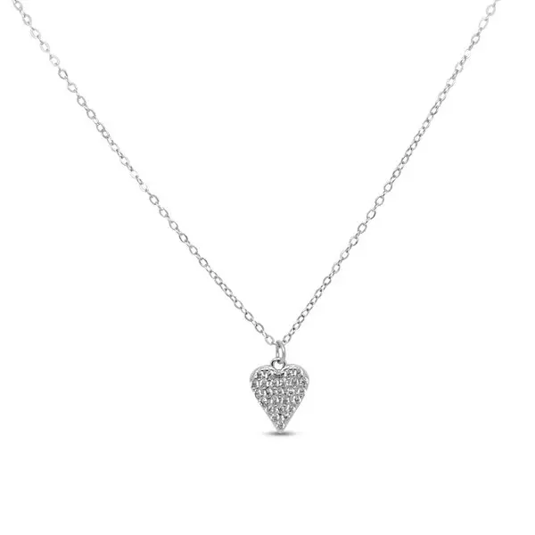 CLEMENCE WREN Sparkly Heart Pendant Necklace - Silver