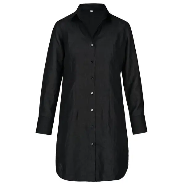 ANTRA DESIGNS The Classic Linen Shirt Dress - Black