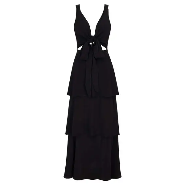 POLKO Sia Convertible Tiered Dress - Black