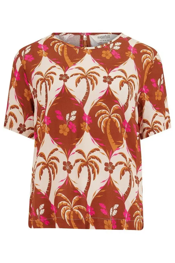 SUGARHILL BRIGHTON Christina Top S, Palm Waves Tile - Brown