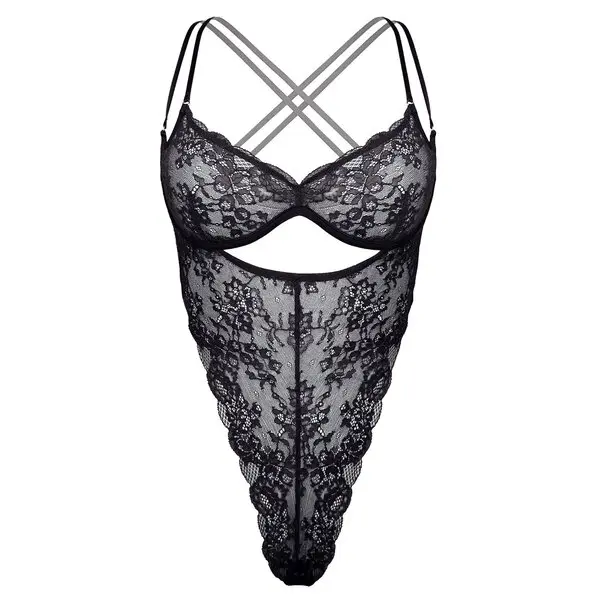 MONIQUE MORIN LINGERIE Rush Ouvert Bodysuit - Black
