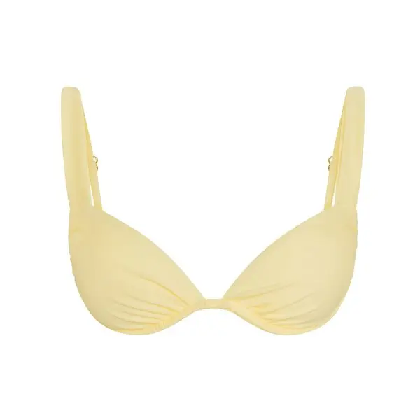 AJA SWIMLINE Calypso Ruched Bikini Bra Top Neutrals - Yellow