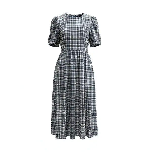 BEIRA Flora Dress – Check Cotton - Blue