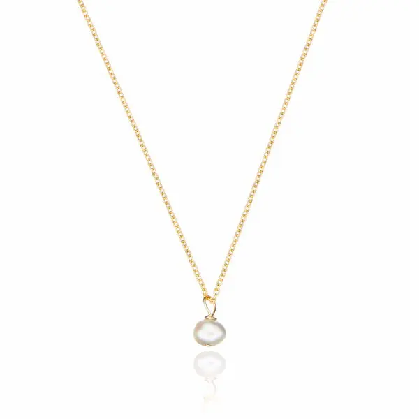 LILY & ROO Single Pearl Pendant Necklace - Gold