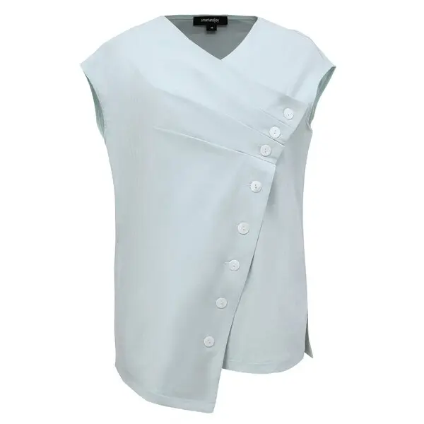 SMART AND JOY Double Breasted Pleated Asymmetric Top Mint