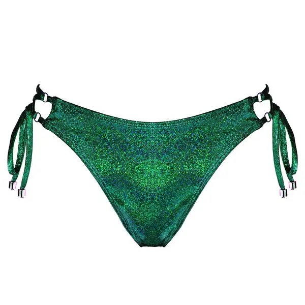 ENEZ SWIM Eden Adjustable Scrunch Bikini Bottom Glitter - Green