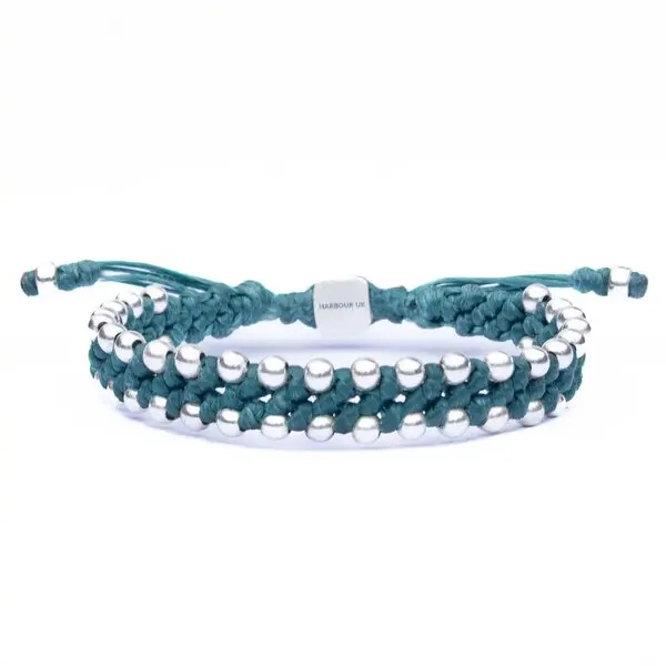 HARBOUR UK Chunky Connection Silver Rope Bracelet Aqua - Green
