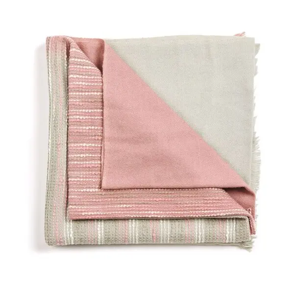 STUDIO VARIOUSLY Chive Green Ombre Handloom Merino Throw - Pink