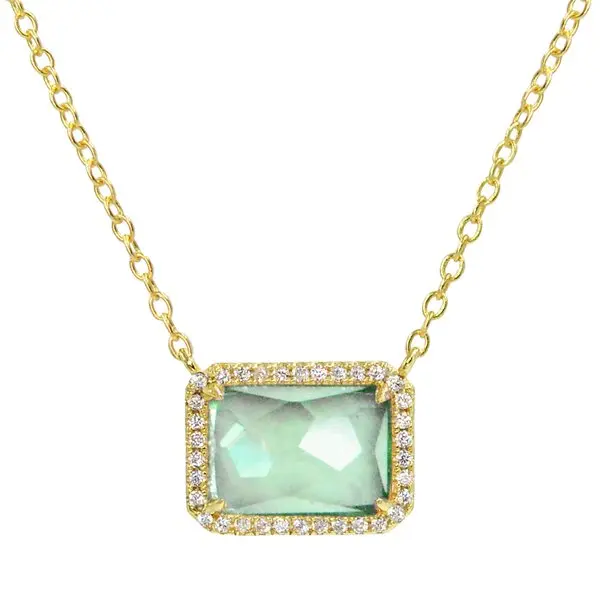 KAMARIA Atiena Rectangular Gemstone Pendant Necklace - Green