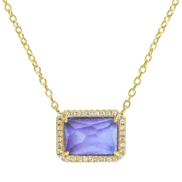 KAMARIA Atiena Lab Created Rectangle Gemstone Necklace - Purple