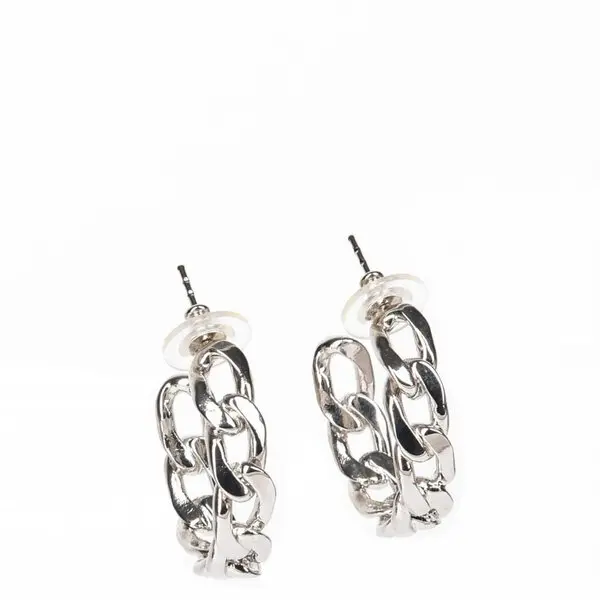 ADDICTED2 Sekhmet Earrings Chain Hoops - Silver