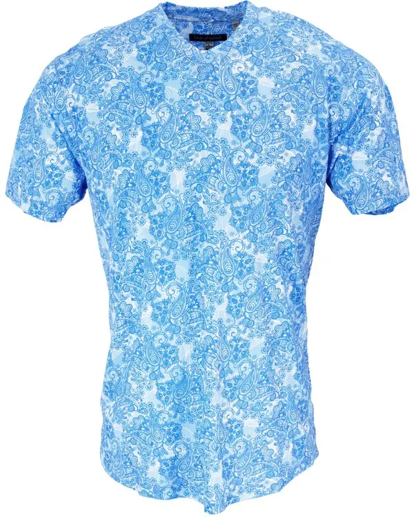 LORDS OF HARLECH Maze Paisley Wave Shirt - Blue