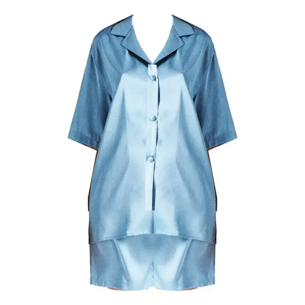 NOBLESSE OBLIGE Soft Revere Collar Sleep Shirt - Blue