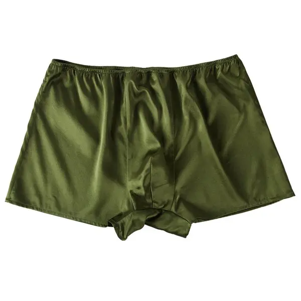 SOFT STROKES SILK Deep Olive Pure Mulberry Silk Trunks - Green