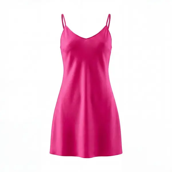 VIMISSIA Mini Fuchsia Silk Slip Dress - Pink