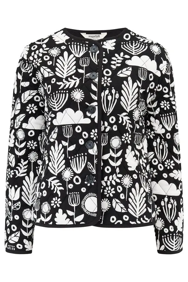 SUGARHILL BRIGHTON Rocco Quilted Jacket Monochrome, Folk Floral