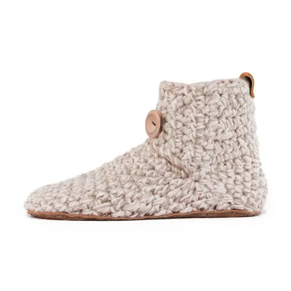 KINGDOM OF WOW Hand-crocheted Wool Boot Slippers - Grey