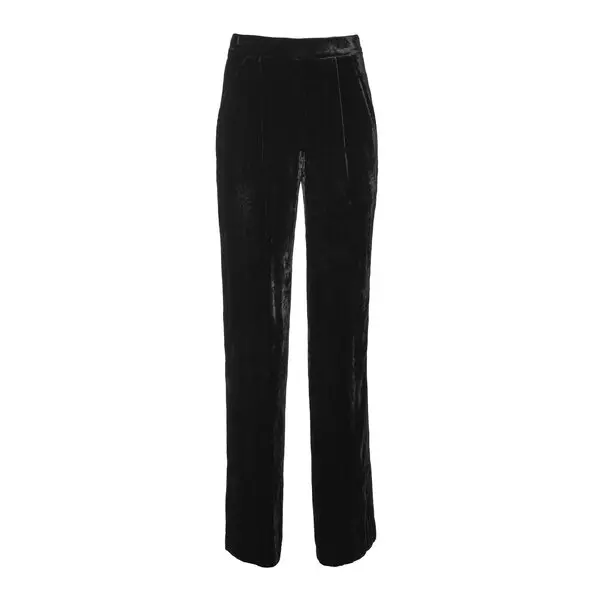 LITA COUTURE The Silk Velvet Trousers - Black