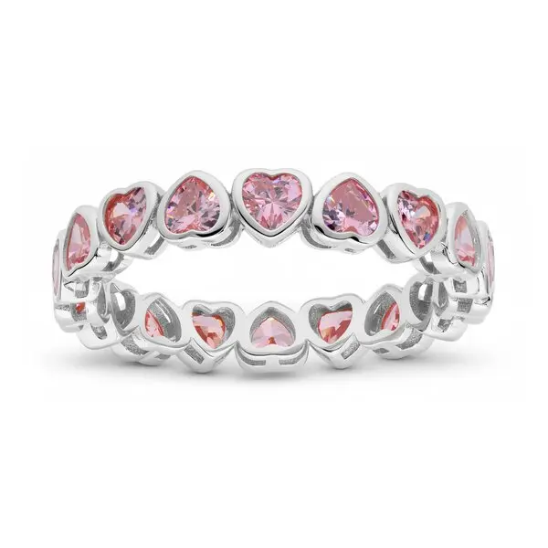 KYLIE HARPER Bezel-set Pink Heart Eternity Band Ring In Sterling - Silver