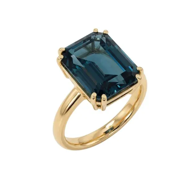 DAINTY LONDON Solid Gold London Topaz Ring Cleodora - Blue
