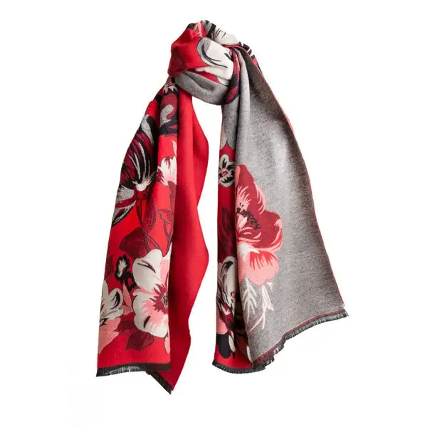 Saachi Flower Bloom Reversible Scarf - Red