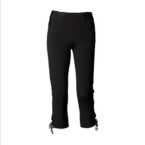 LOVE AND NOSTALGIA Sarah Lace Up Capri Legging - Black