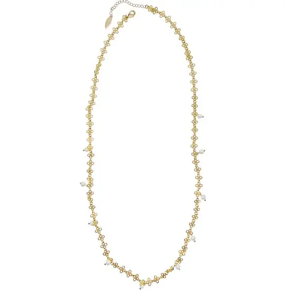 FARRA Chain With Pearls Delicacy Necklace - Green