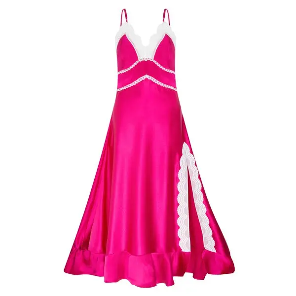 LISA THE LABEL Le Jardin Ruby Rose Slip Dress In Cerise Pink - Red