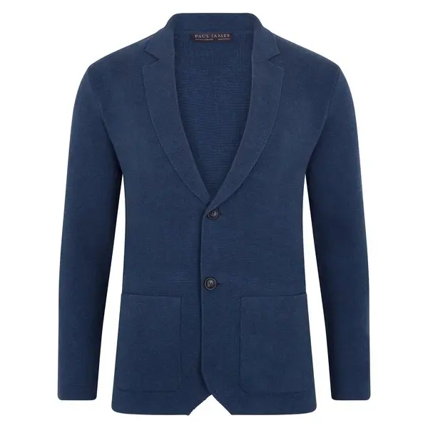 PAUL JAMES KNITWEAR Deconstructed Knitted Blazer - Blue