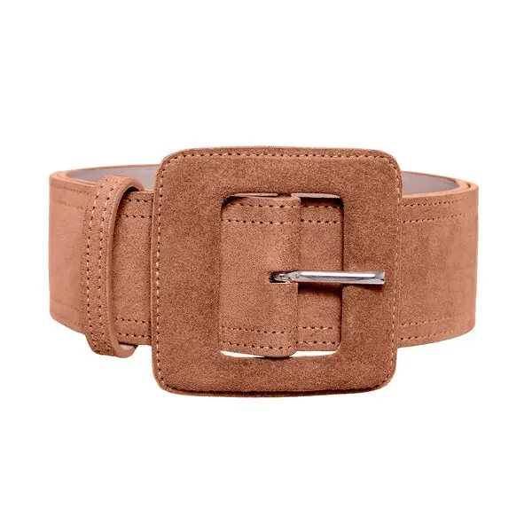 BELTBE Suede Square Buckle Belt Terracotta - Brown