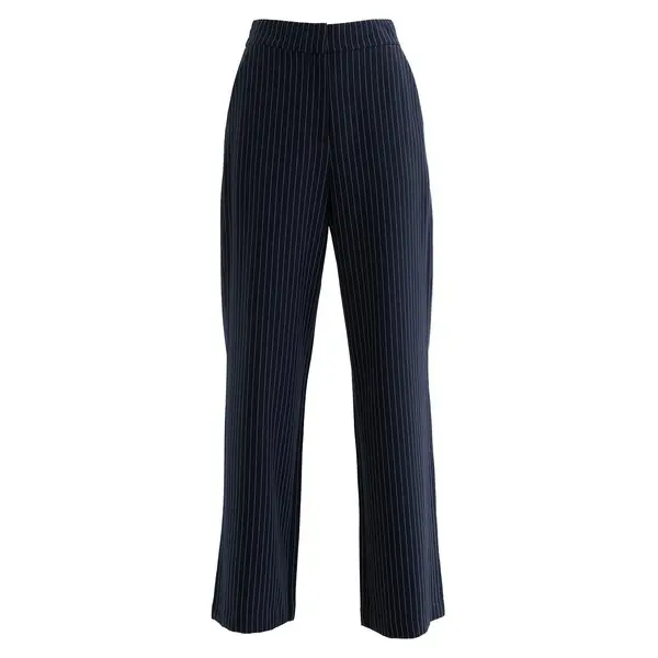 LOUCHE Tilde Navy Pinstripe Straight Leg Trouser - Blue