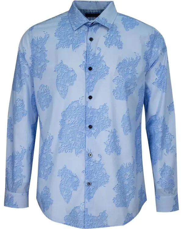 LORDS OF HARLECH Nigel Cutout Oxford Shirt - Blue