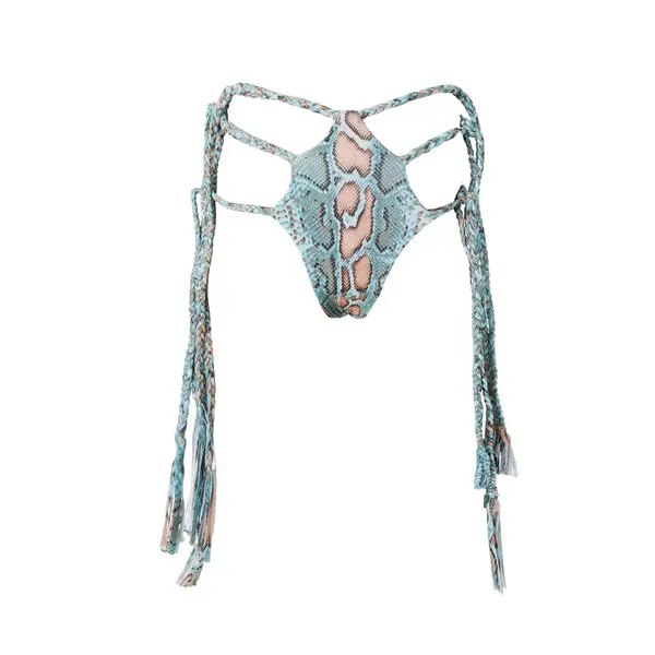 SIREN SWIMWEAR Siren Mermaid Braided Bikini Bottom In Snake - Blue
