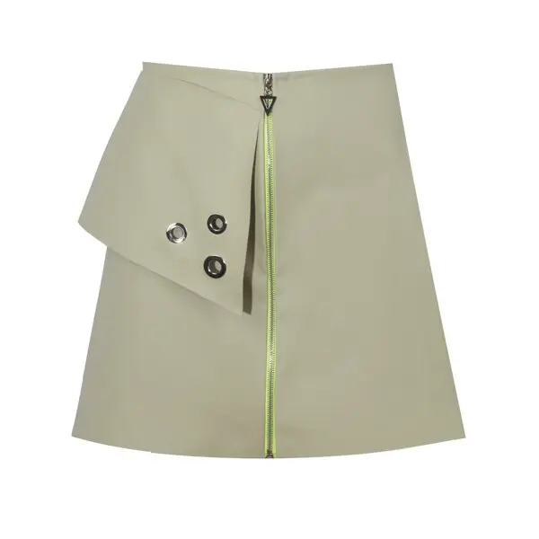 MIRIMALIST Olive Leather Mini Skirt - Green
