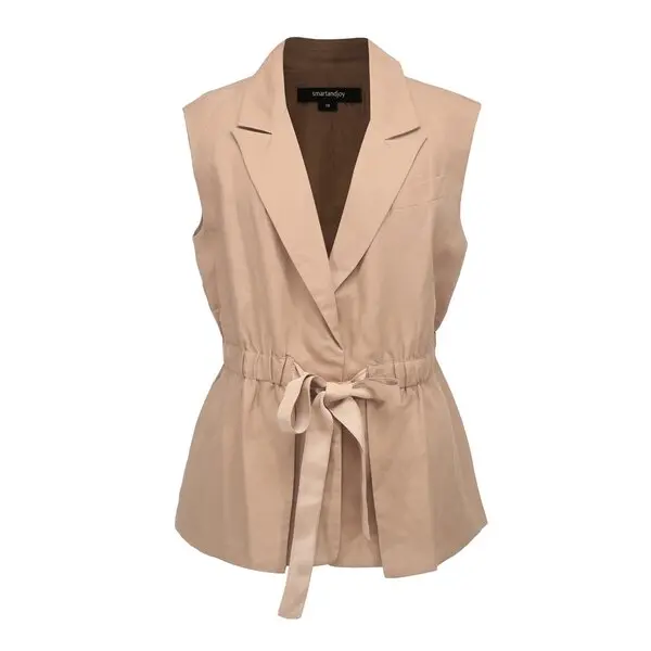 SMART AND JOY Waistcoat With Drawstring - Brown