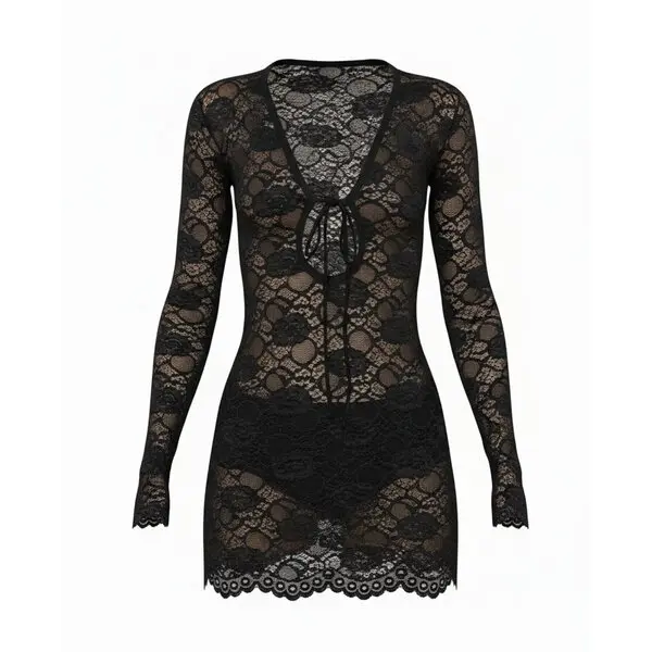 ALOMA STUDIO Améthyste Mini Mesh Dress Lace - Black
