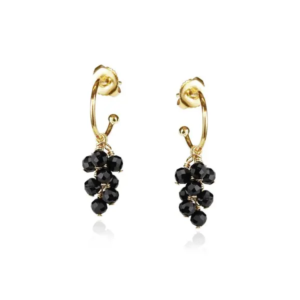 MOUNIR LONDON Onyx Huggy Hoop Earrings - Black