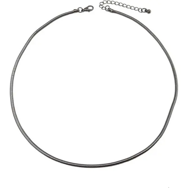 BELLUS DOMINA Rhodium Plated Sterling Silver Snake Chain Necklace - Black