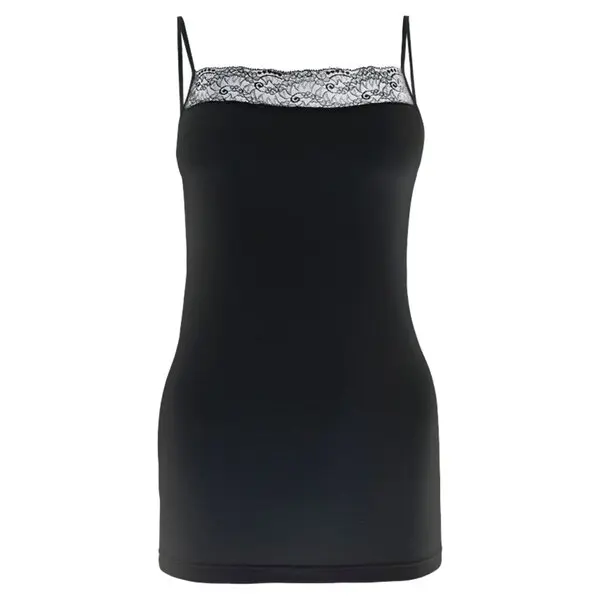 ZD ZERO DEFECTS Afrodita Lace Spaghetti Top – Soy Fiber Softness & Elegance Color - Black