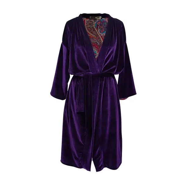JENNAFER GRACE Plum Velvet Reversible Koi Kimono - Purple
