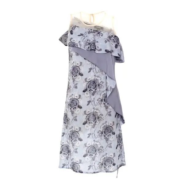 SMART AND JOY Asymmetric Flower Print Dress- & Purple - Pink